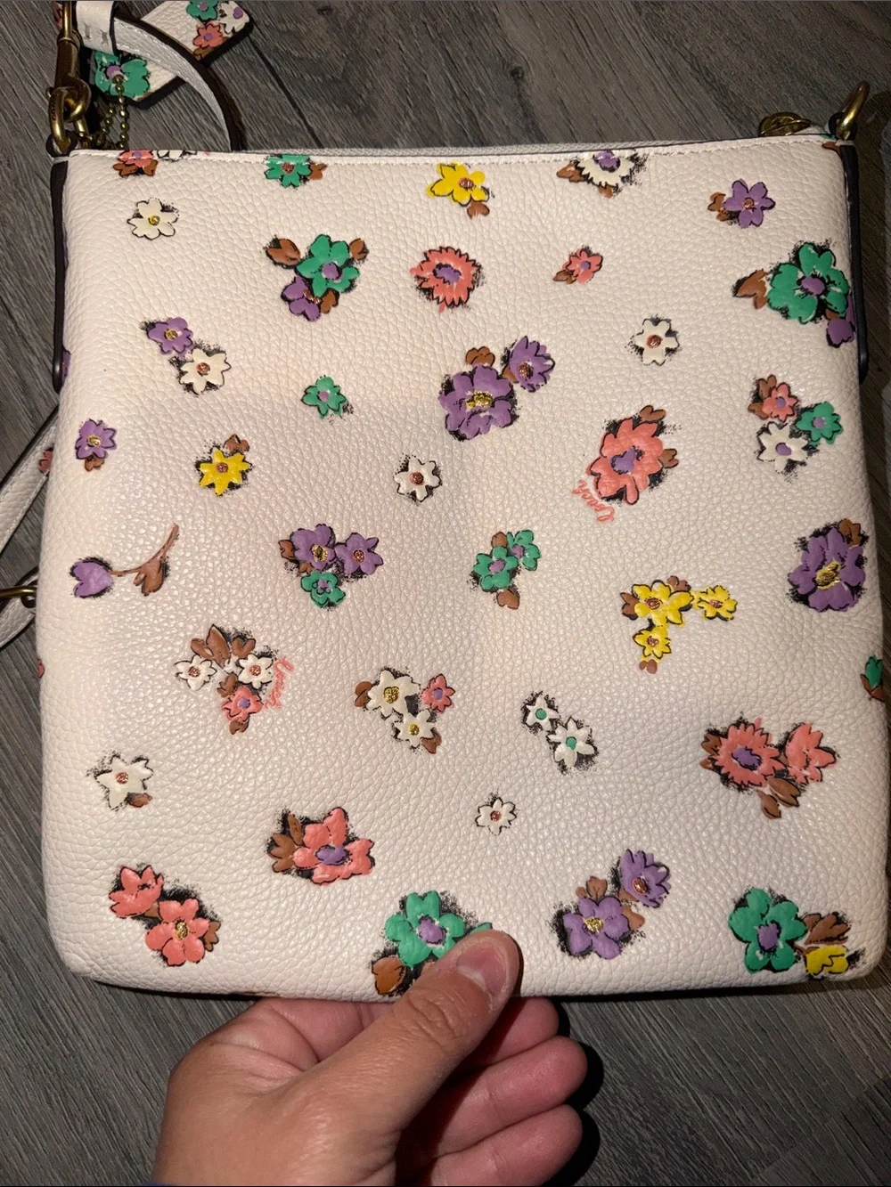Coach | Bags | Coach Ivory Floral Crossbody Bag With Gold Hardware ...